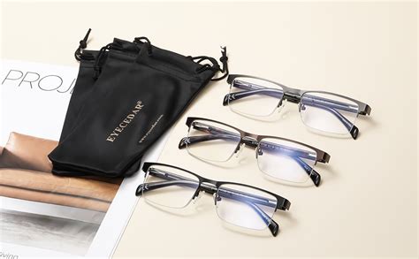 Eyecedar 3 Pack Blue Light Blocking Reading Glasses Men Eyeglasses Metal Half Frame