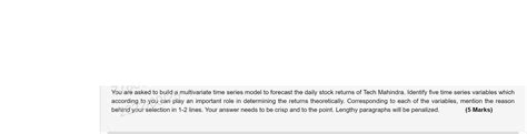 You Are Asked To Build A Multivariate Time Series