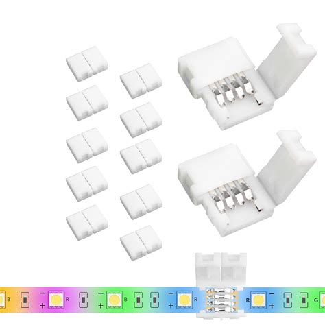 10 Conectores Led De 4 Pines Y 8 Mm Adaptador Extensible Sin