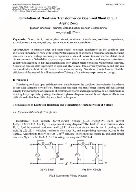 Simulation Of Nonlinear Transformer On Open And Short Circuit Scientific Net