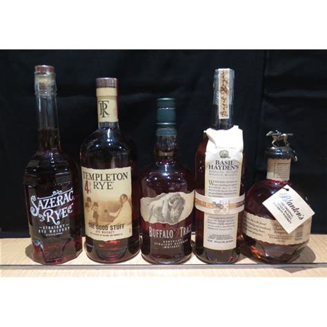 Qty 5 Bottles Bourbonrye Sazerac Templeton Buffalo Trace Blantons