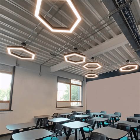 Led Hexagonal Pendant Light Switchable 3000k4000k