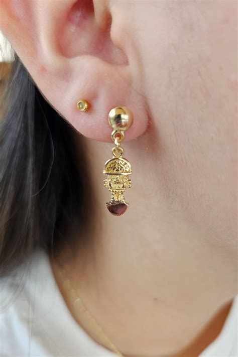 Tumi Earrings 18k Gold Solid Earrings Hand Made Tumi Healing God
