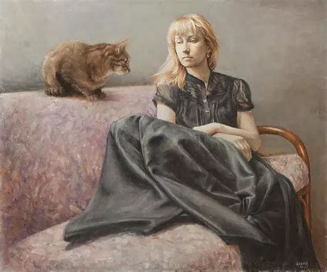 Girl With A Cat Alina Sibera Touchofart