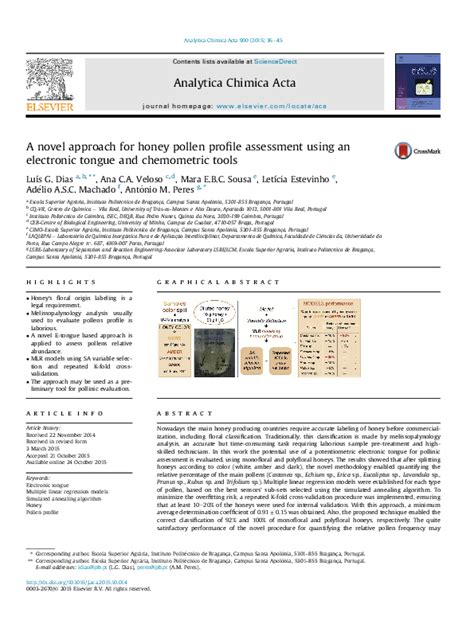 Pdf A Novel Approach For Honey Pollen Profile Assessment Using An