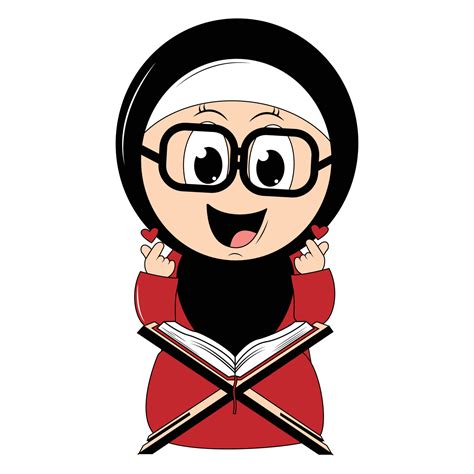 Cute Girl Hijab Cartoon Illustration 21882220 Vector Art At Vecteezy