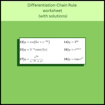Differentiation-Chain Rule worksheet (with solutions) by Mathamaniacs