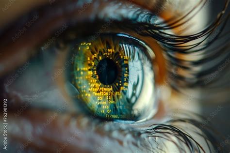Computer Vision Concept Human Eye With Binary Code Inside Fusion Of Technology Perception