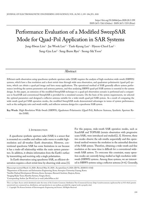 Pdf Performance Evaluation Of A Modified Sweepsar Mode For Quad Pol