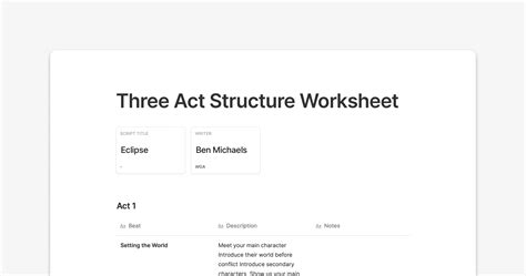 Three Act Structure Template