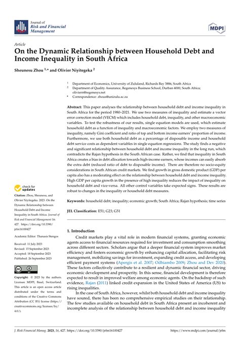 Pdf On The Dynamic Relationship Between Household Debt And Income Inequality In South Africa