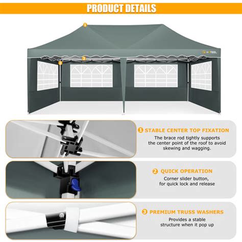 Hoteel Canopy Tent 10x20 Pop Up Hollow Tent With 6 Removable Side Wall
