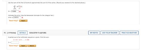 Solved A Partial Sum Of An Arithmetic Sequence Is Given Chegg Com