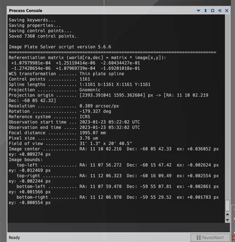 Plate Solutions For Chi 1 Cmos Data Using Pi Image Solver Script