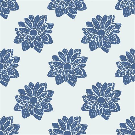 premium vector blue floral vector repeat pattern with daisies