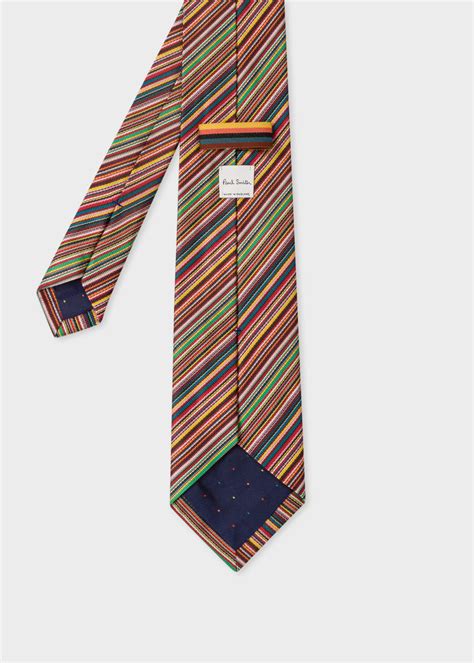 Mens Signature Stripe Silk Tie