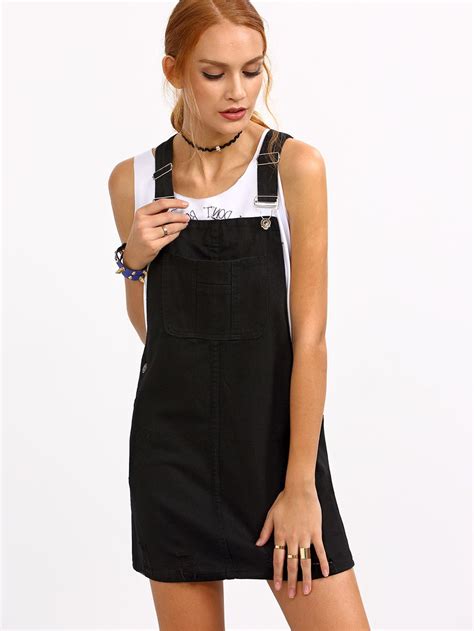 Ripped Black Denim Overall Dressfor Women Romwe Denim Overall Dress