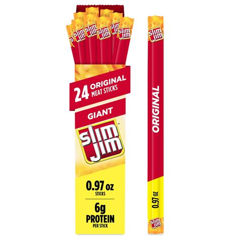 Slim Jim Giantitsc Smoked Meat Sticks Original Flavor 6g Protein Per