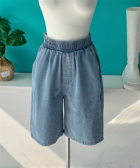 데님팬츠 포켓 여성반바지 여자청바지 여름 얇은원단 하이웨스트 밴딩 5부 청반바지 데일리 가을 간절기 연청 코디 에이블리