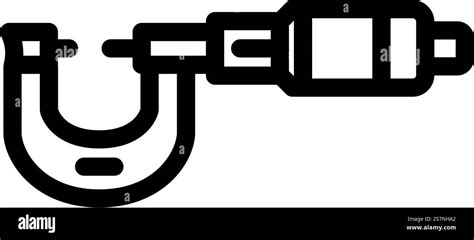 Micrometer Tool Work Line Icon Vector Micrometer Tool Work Sign Isolated Contour Symbol Black
