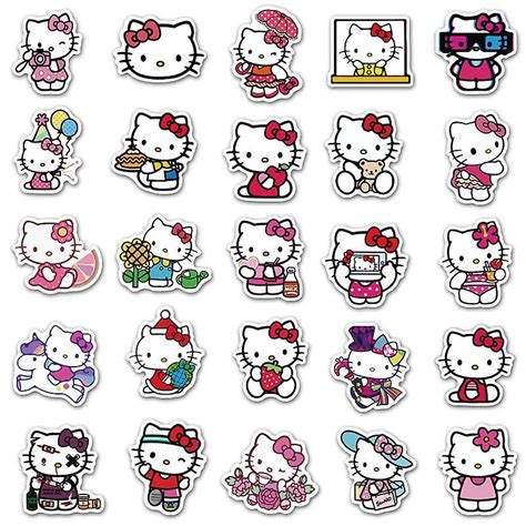 50pcs Kawaii Kuromi Stickers Cute Hello Kitty Sticker For Laptop Phone