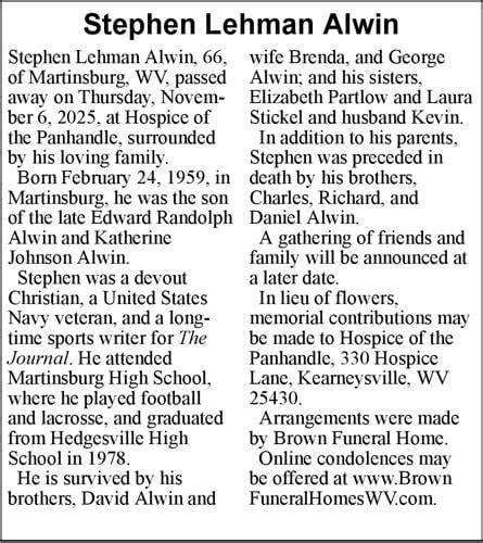 Stephen Lehman Alwin Obituaries Journal