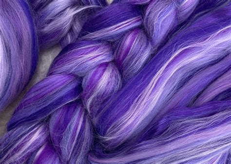 Purple Wool Roving Nightshade Violet 19 Micron Merino Silk Roving