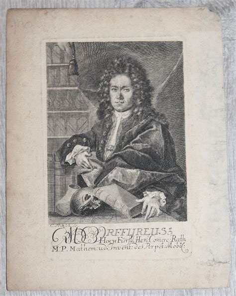 Rare Antique Etching Portrait Johann Bessler Orffyreus Inventor