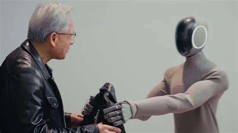 Nvidia Ceo Jensen Huang Gets Ted A New And Shiny Leather Jacket From A Humanoid Robot Nvidia Ceo Jensen Huang Gets Ted A New And Shiny Leather Jacket From A Humanoid Robot