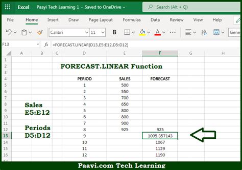 learn how to use microsoft excel forecast linear function paayi
