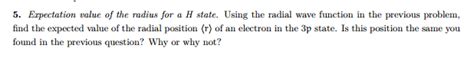 Solved 4 Most Probable Radius For A H State Find The Most