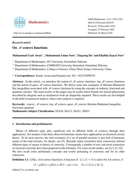 PDF On M Convex Functions