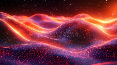 Futuristic Abstract Representation Of Glowing Digital Data Waves