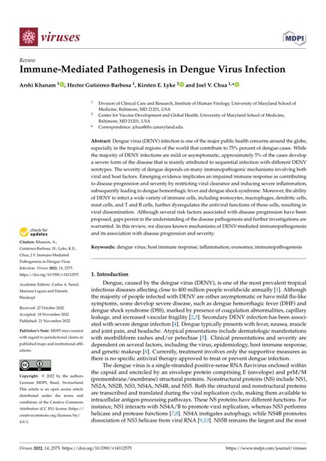 Pdf Immune Mediated Pathogenesis In Dengue Virus Infection