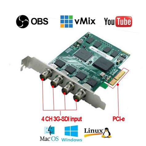 4 Channel 3G SDI Video Conference Recorder Monitor Card PCI E Capture Card US PCI E4S