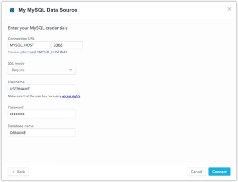 create a mysql data source gooddata cloud