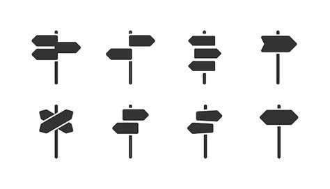 Premium Vector Signpost Flat Silhouette Icon Set Path Direction Arrow Route Pointer Simple