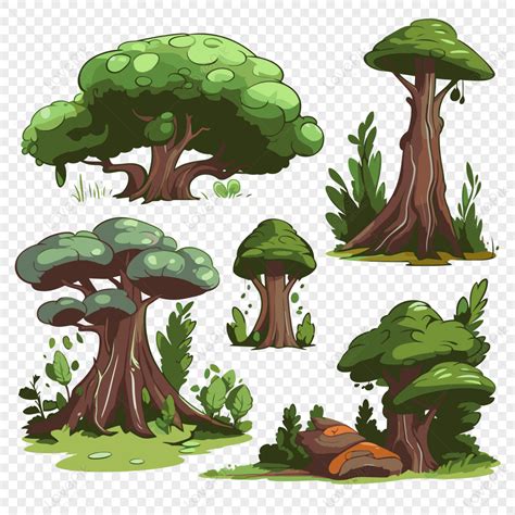 Colección De Imágenes Prediseñadas Forestales De Diferentes árboles De