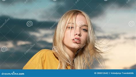 Portrait Of Young Woman Outdoor Romantic Girl With Beauty Face