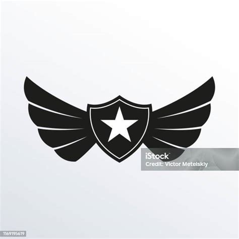 날개와 별방패 날개 달린 기호 템플릿입니다 공군 배지 육군 군사 및 항공 엠블럼 벡터 그림입니다 개념에 대한 스톡 벡터 아트 및 기타 이미지 Istock