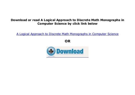 read epub a logical approach to discrete math monographs in