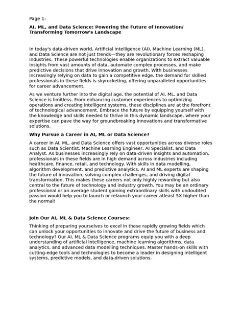ai ml and ds brochure pdf machine learning intelligence ai