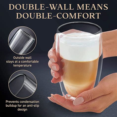 유리 커피 머그 세트 이중 벽 절연 컵 차 라떼 카푸치노 붕규산 투명 유리 컵용 대형 머그 커피 머그 커피 머그 커피 컵 구입 I Top Industry