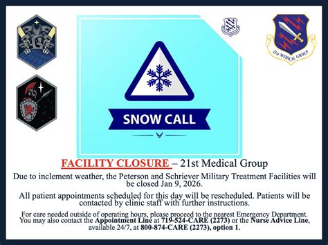 Afms Facility Closure 21st Medical Group Due To Inclement Weather