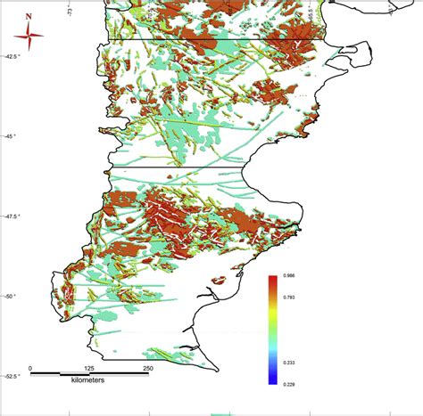 epithermal gold prospectivity map for southern argentina generated