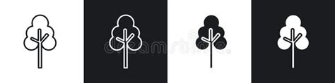 Tree Vecor Icon Set Stock Vector Illustration Of Retro
