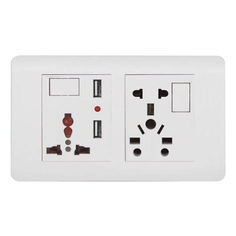 Aqua Quad White Series Multi Socket Plus Dual USB Aqua Electrical Switches Sockets