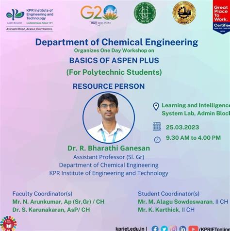 Basics Of Aspen Plus Kpr Institute Engineering And Technology
