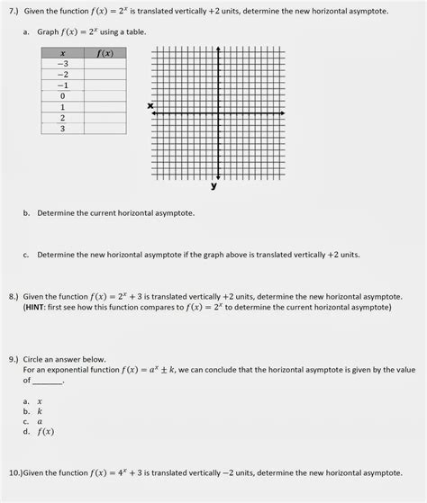 Mr Matt S Math Classes Assignment Exponential Functions Asymptotes