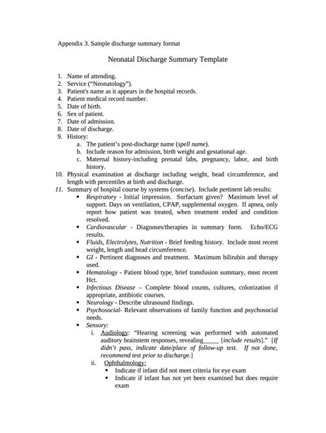 Sample Discharge Summary At Doc Template Pdffiller
